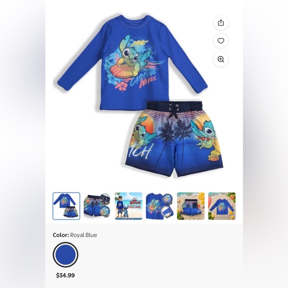 Disney | Swim | Disney Stitch Blue Rashguard And Trunks Swim Set For ...